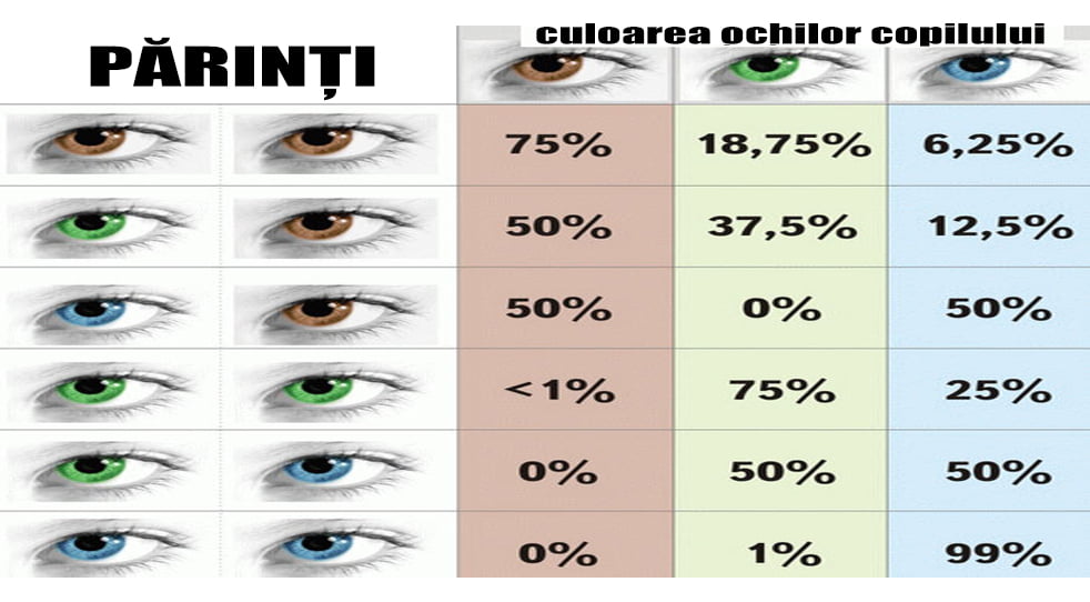 Ce culoare vor avea ochii copilului tau in functie de ai tai si ai sotului