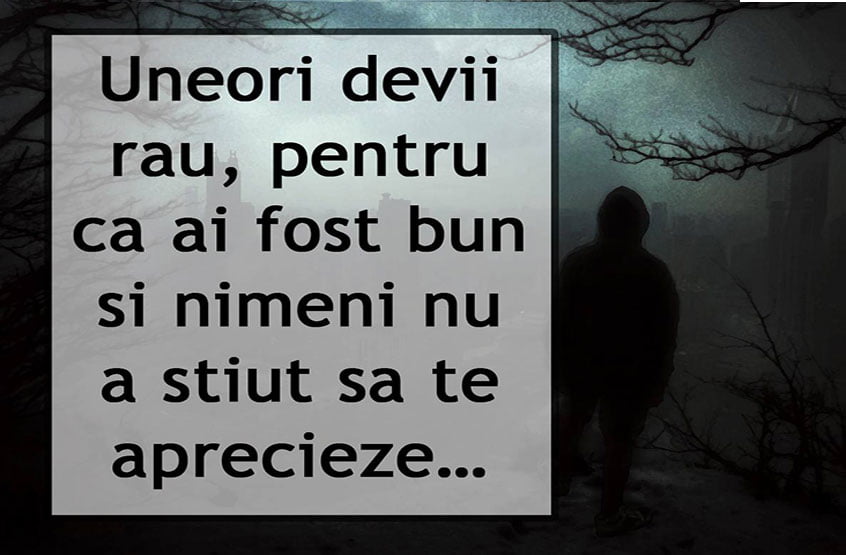Uneori devii rau, pentru ca ai fost bun si nimeni nu a stiut sa ...